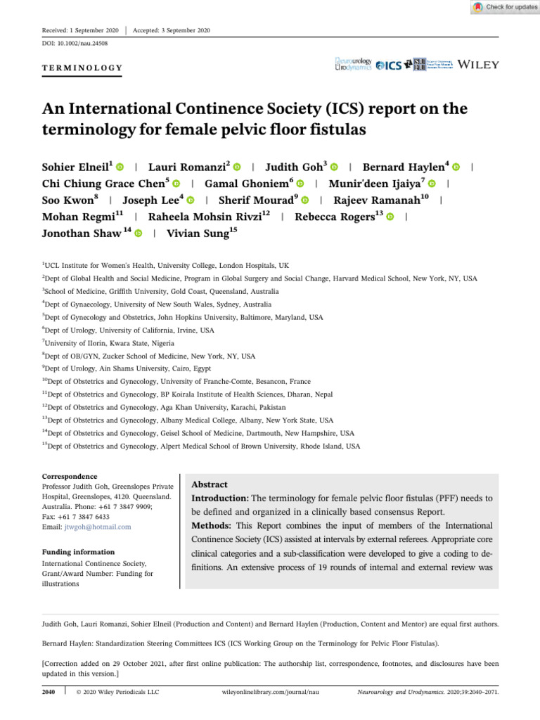 An International Continence Society ICS Report On The Terminology For ...