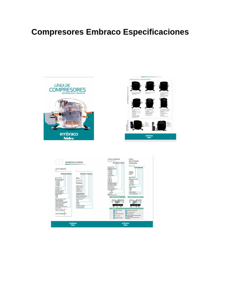 Compresores Embraco Especificaciones | PDF
