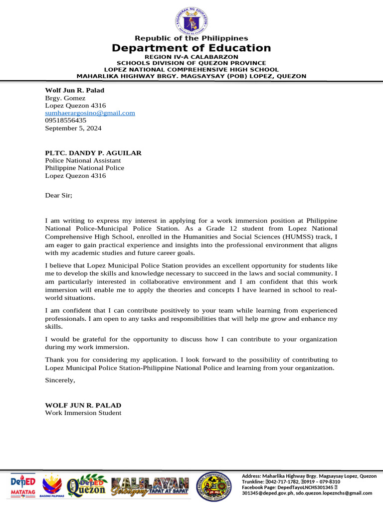 Sample Application Letter | PDF