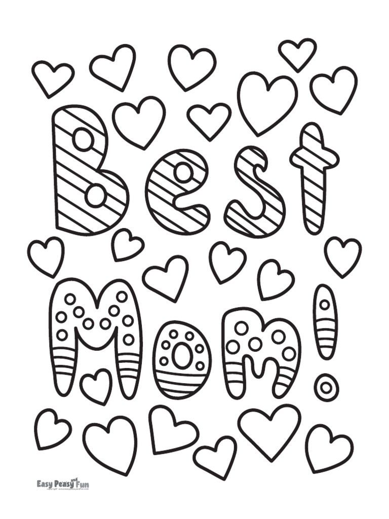 Best Mom Coloring Page | PDF