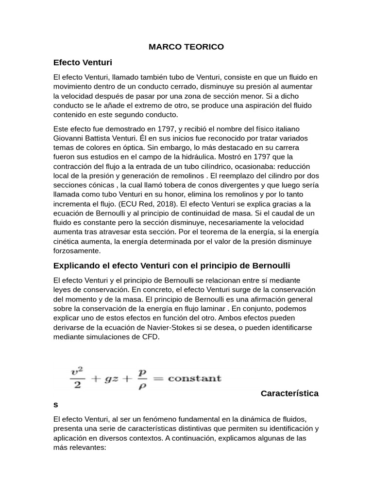 Efecto Venturi: Principios y Aplicaciones | PDF | Carburador | Viscosidad