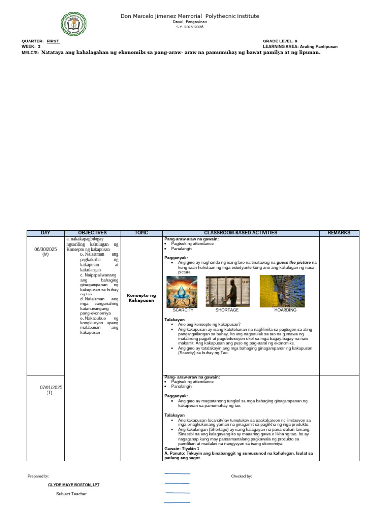 Learning Plan Ap - 9 Week 3 | PDF