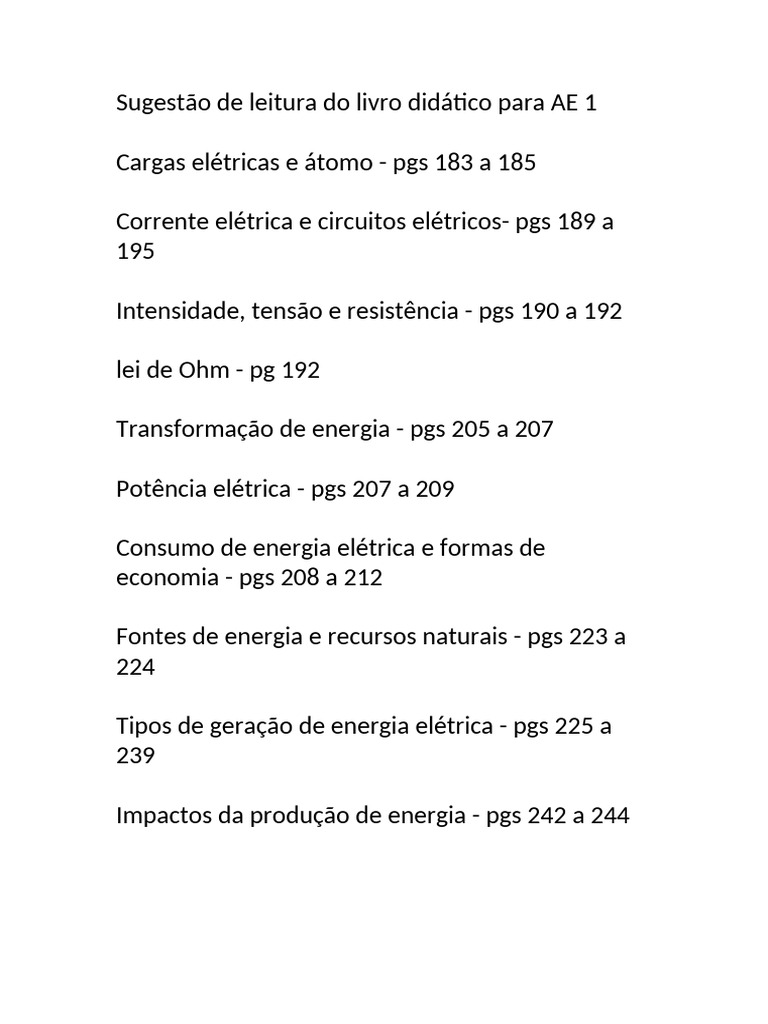Sugestão de Leitura Do Livro Didático para AE 1 | PDF