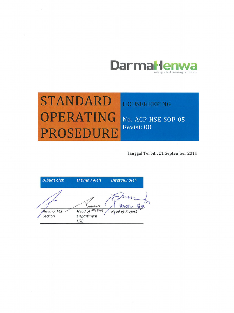 ACP HSE SOP 05 R0 Housekeeping | PDF