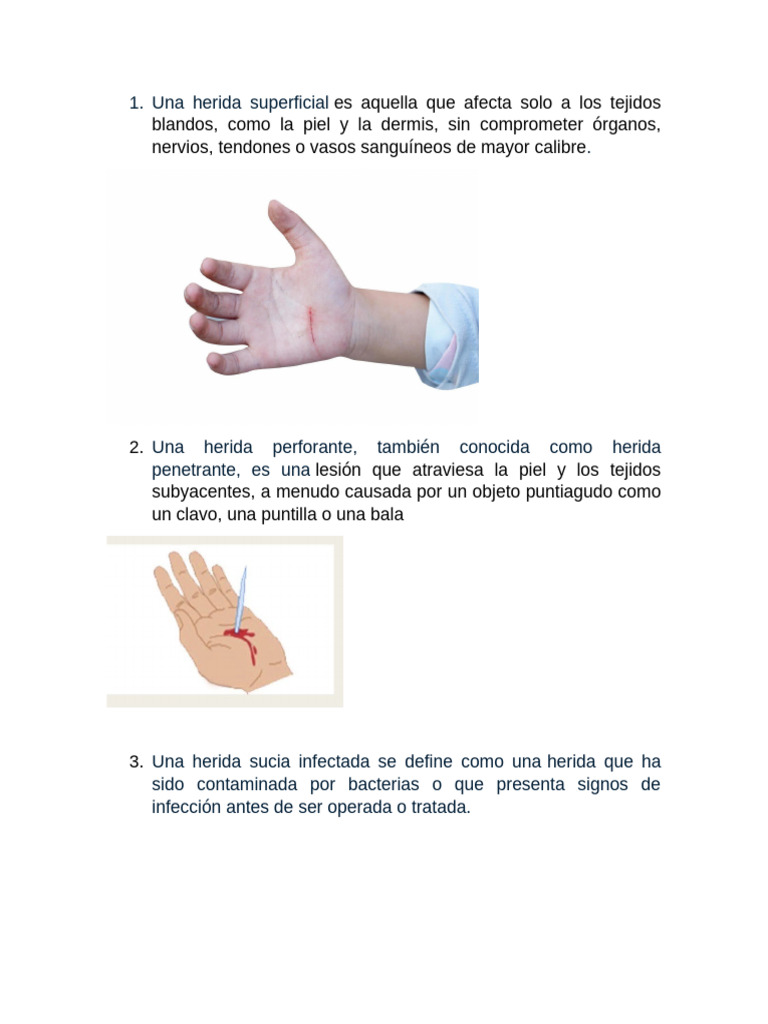 Tipos de Heridas y sus Características | PDF | Herida | Enfermedades y ...