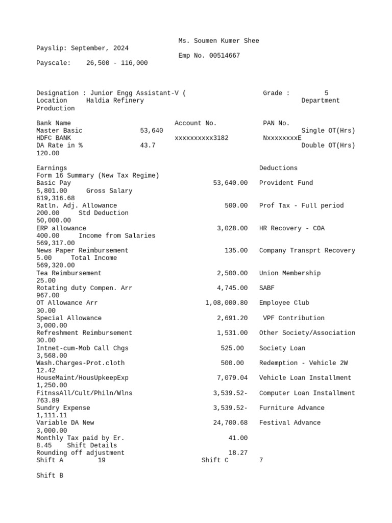 September 2024 Payslip Summary | PDF | Employee Benefits | Employee ...