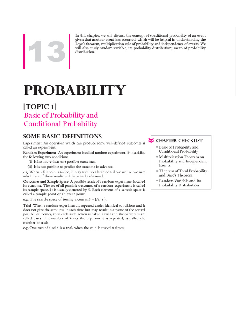 NCERTSTUDY Notes For Class 12-1. Maths-Probability | PDF