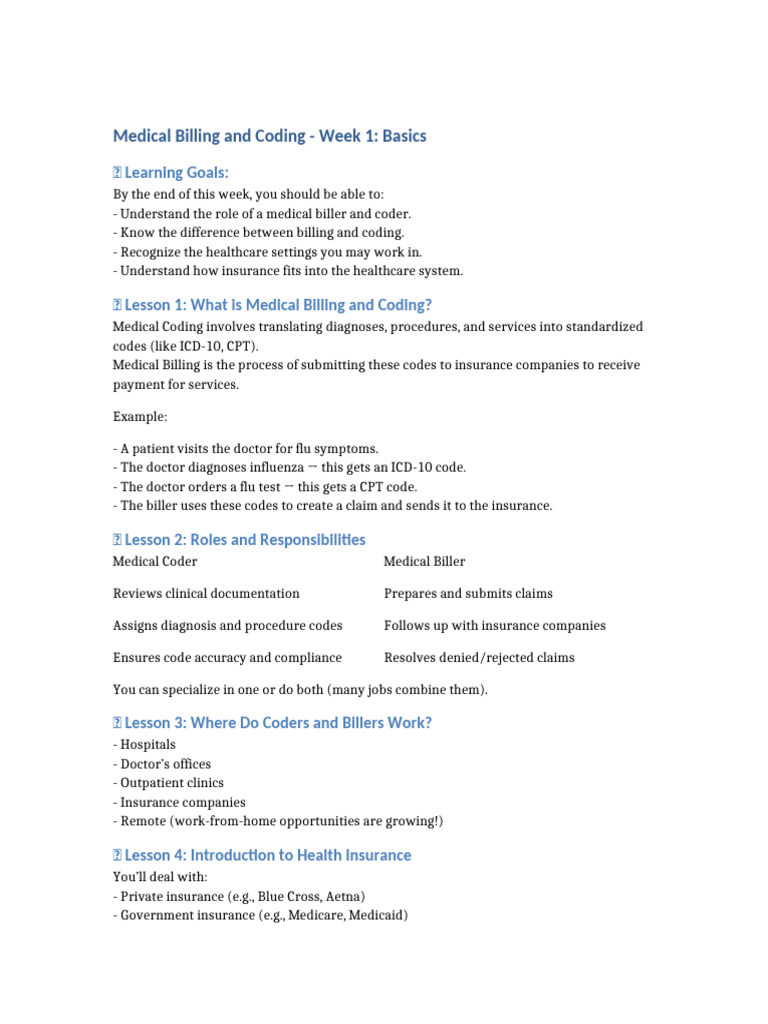 Week 1 Medical Billing and Coding | PDF