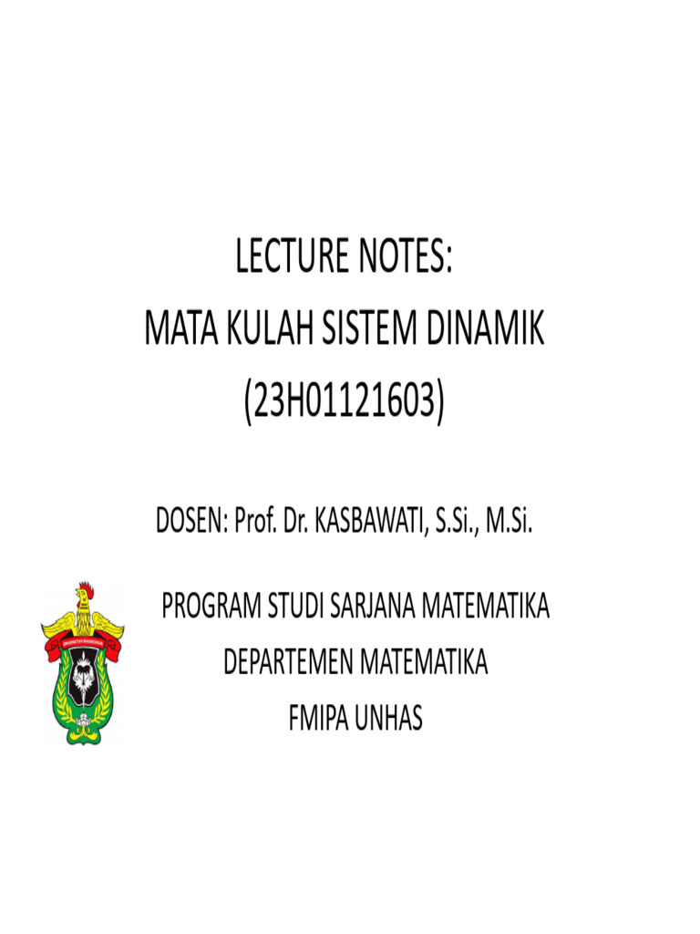 Lecture Note Sistem DInamik (S1) - Part1 - 2025 | PDF | Attractor ...