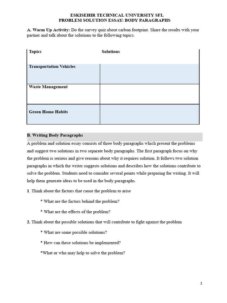 Problem-Solution Body Students | PDF | Climate Change | Carbon Footprint