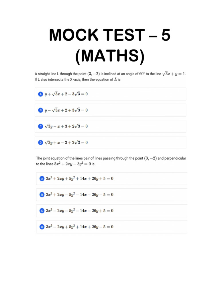 Mock Test - Maths | PDF