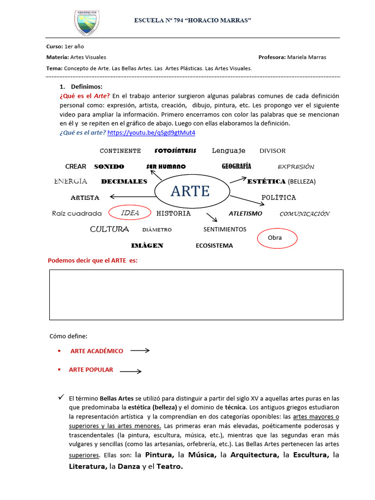 Actividad Lenguajes Art-Sticos Las Artes Plasticas | PDF | Dibujo | Las ...