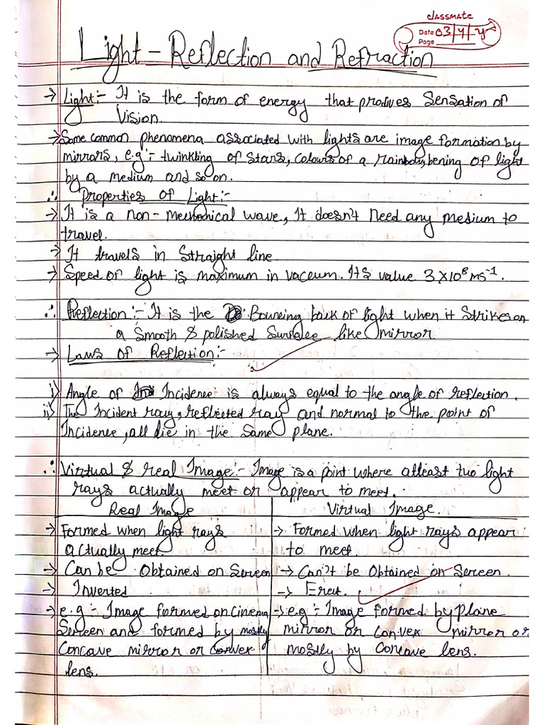 Class 10th Physics Light | PDF