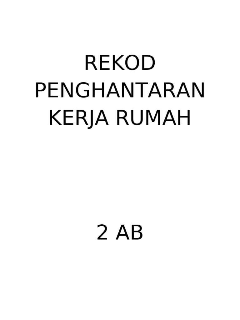 Cover Rekod Penghantaran Kerja Rumah | PDF