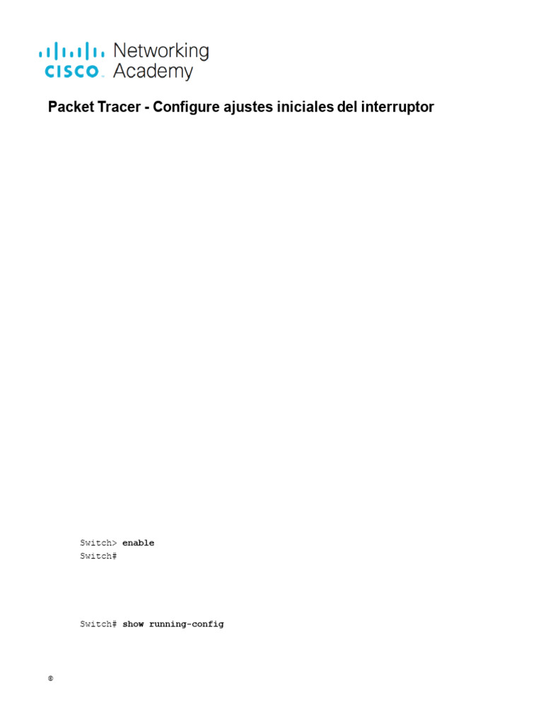 2.5.5 Packet Tracer - Configure Initial Switch Settings | PDF | Contraseña | Conmutador de red