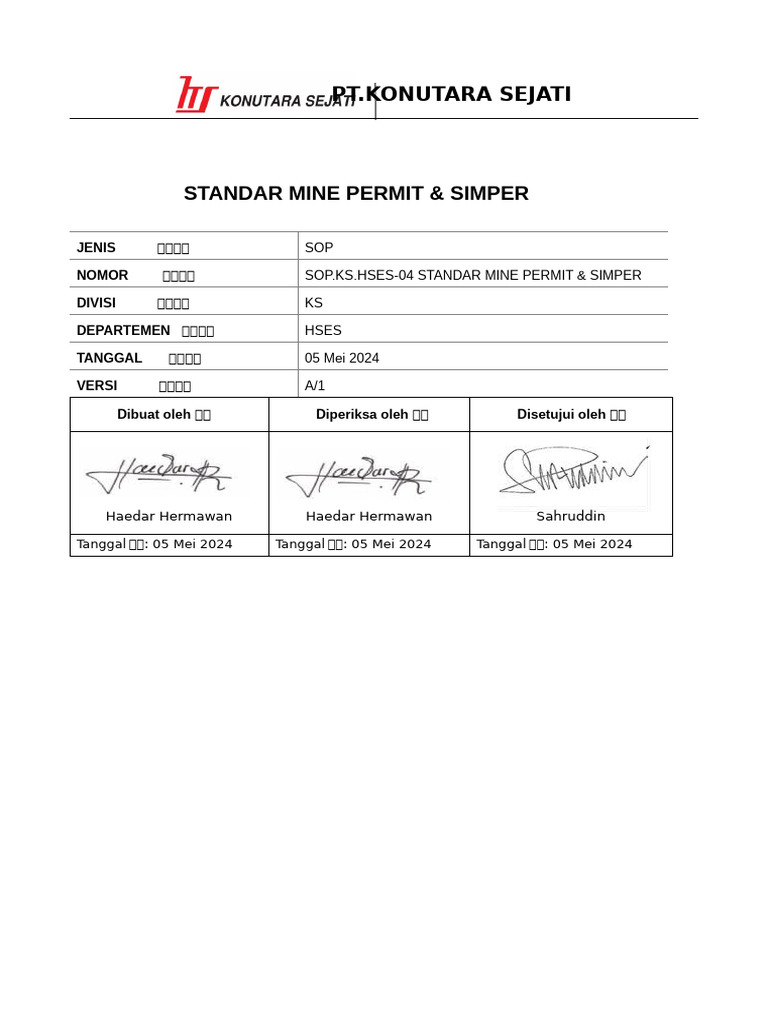 Standar Mine Permit dan SIMPER | PDF