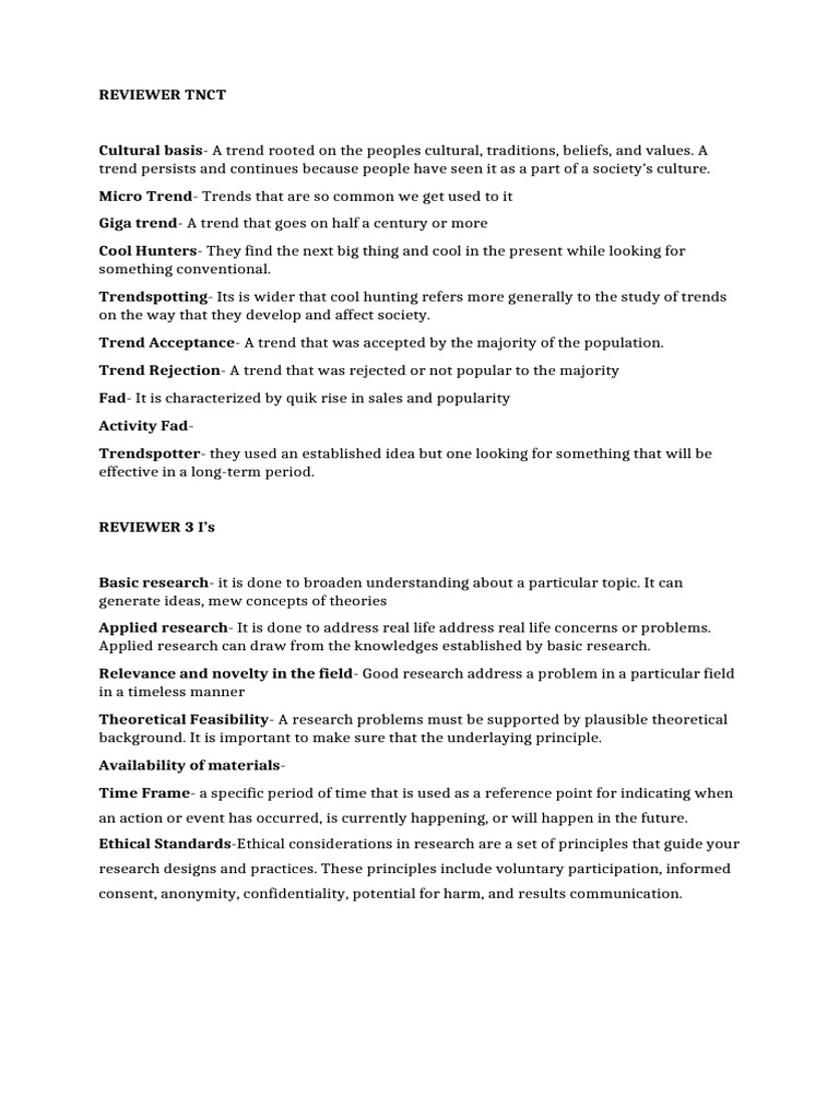Reviewer TNCT and 3 I's | PDF