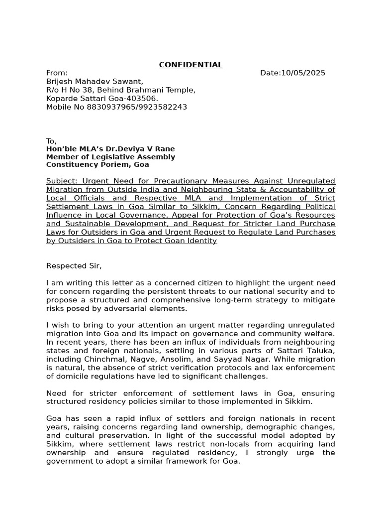Letter To Chief Minister Divya Rane | PDF | Governance | Regulatory ...