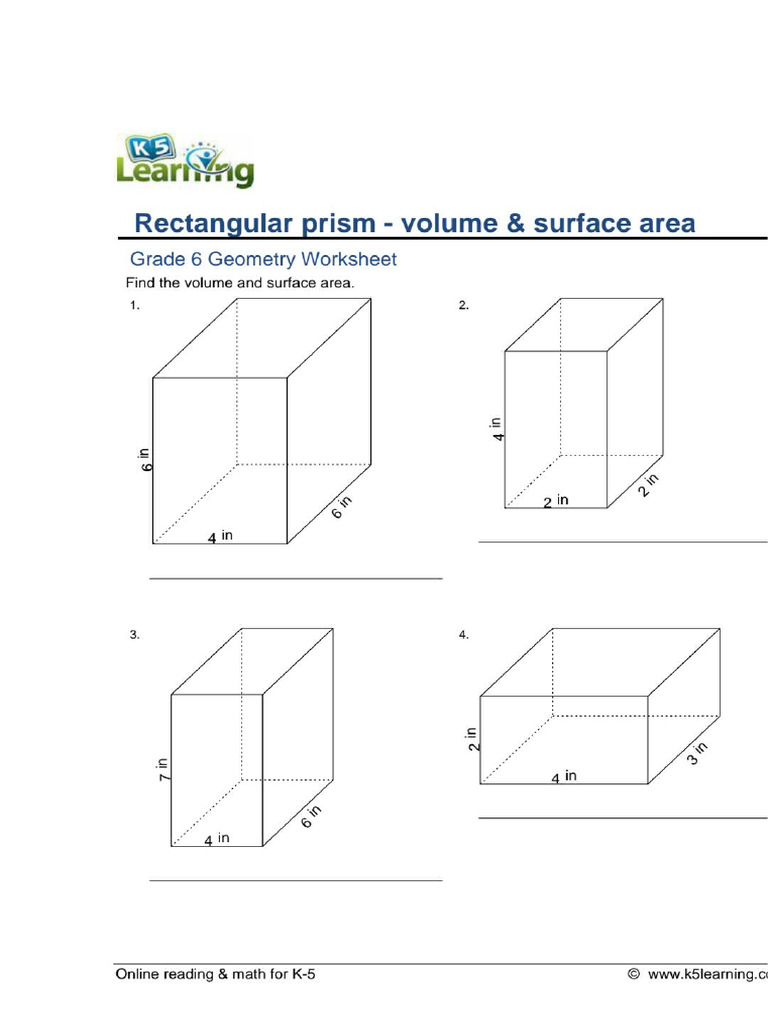 Grade 6 Rectangular Prism Volume Surface Area FPD 250618 220655 | PDF