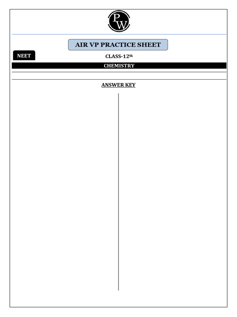 AIR VP PS - Chemical Kinetics - Chemistry - NEET - (2025-26) - Ans. Key - Jaya Sharma Maam ...