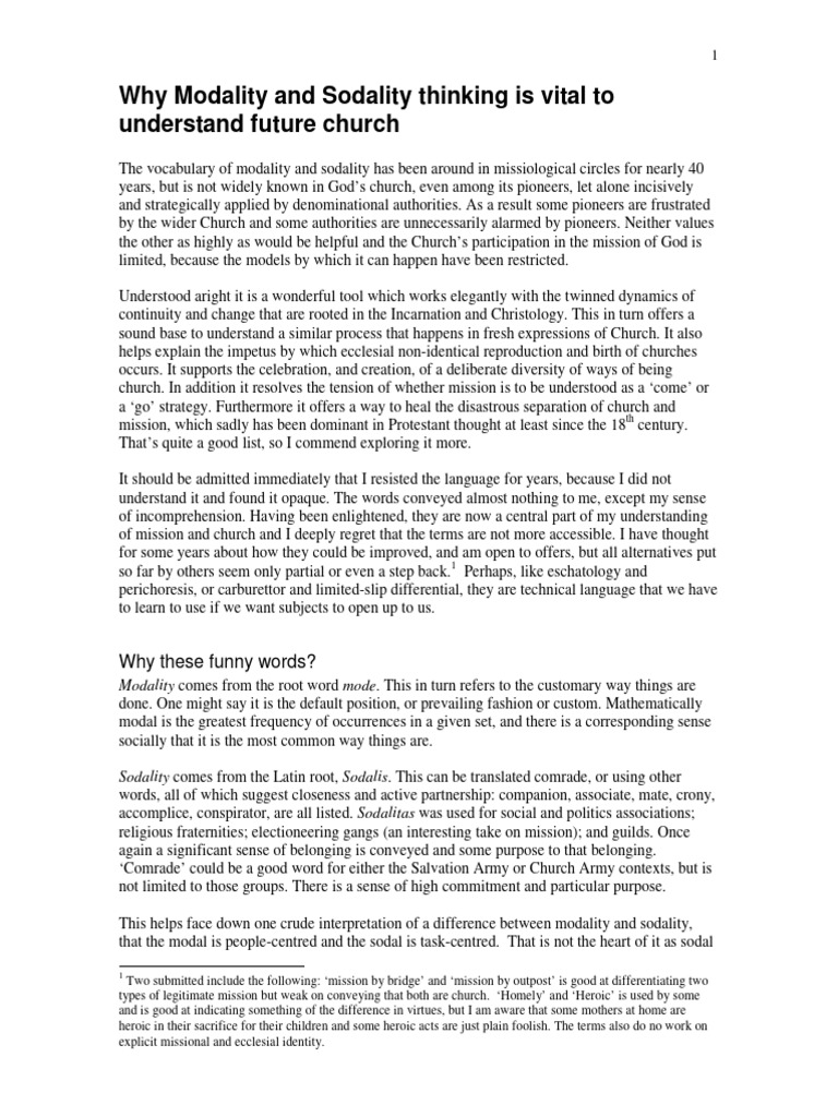 Why Modality and Sodality Thinking Is Vital To Understand Future Church ...