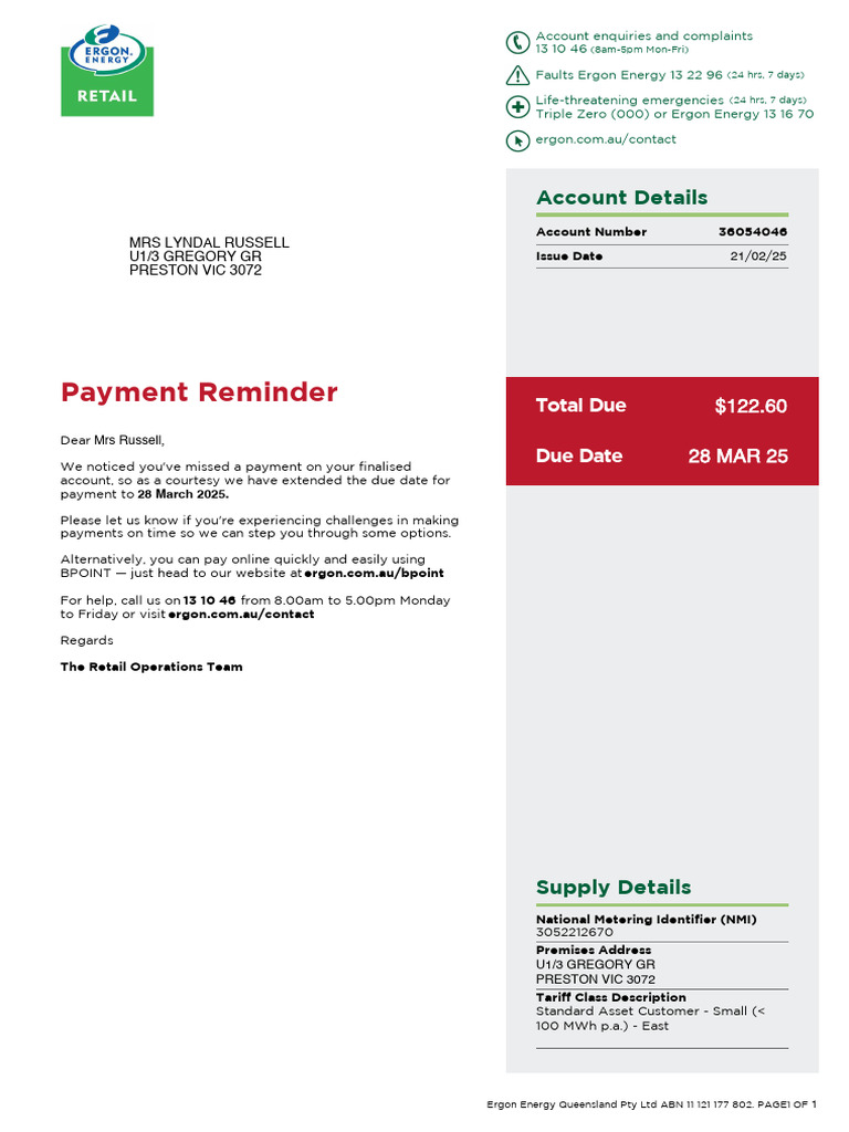 Ergon Ebnergy Elec Bill 33212388423 | PDF