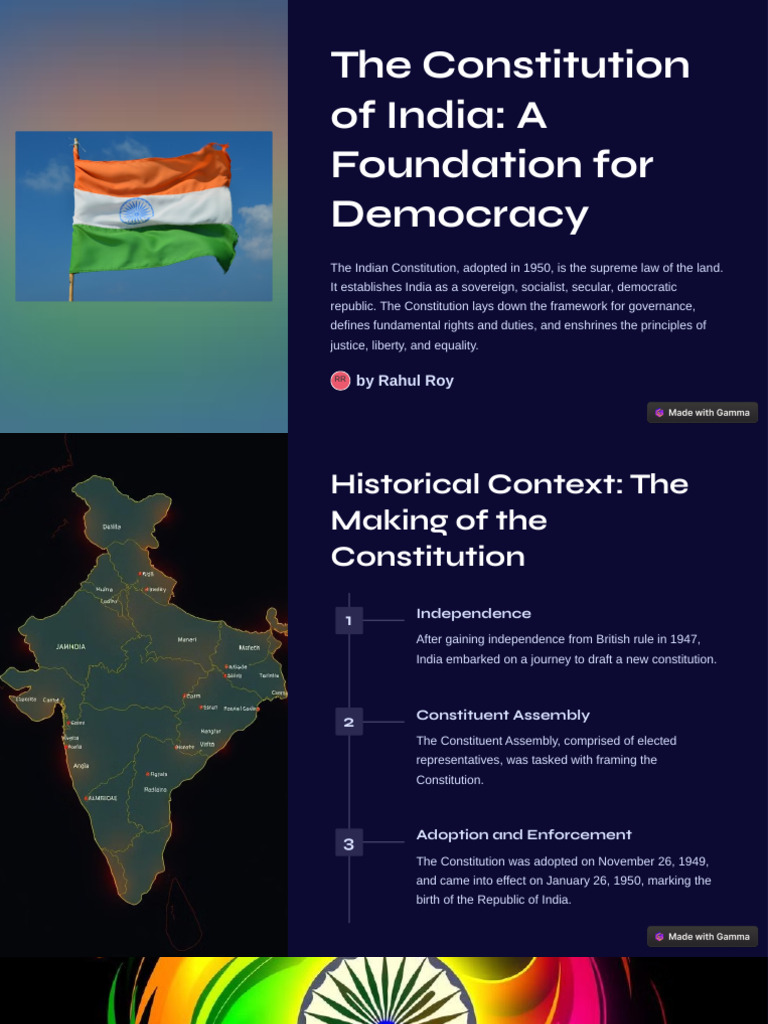 Indian Constitution: Foundation of Democracy | PDF | Government | Justice