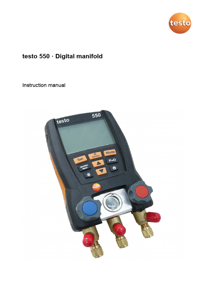 Testo 550 Digital Manifold Manual | PDF | Pressure | Pressure Measurement