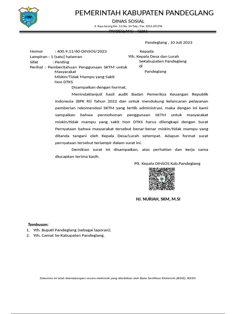 Surat Pernyataan SKTM | PDF