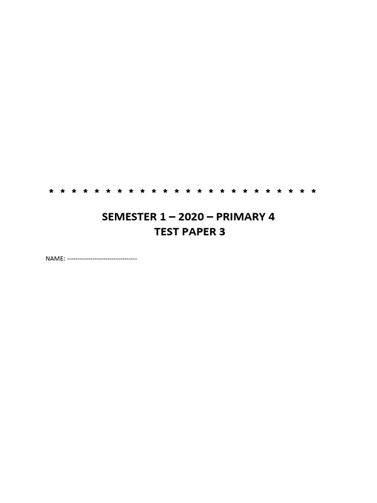 2020 - Pri 4-Sem 1-Test Paper 3 | PDF