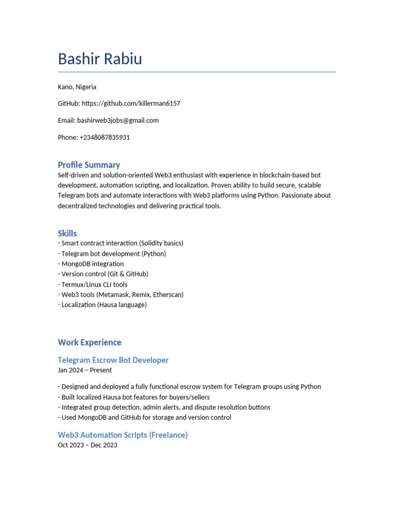 Bashir Rabiu Web3 CV Updated | PDF