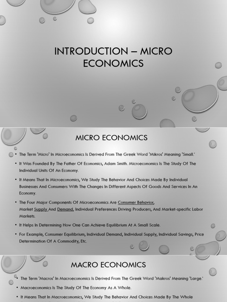 Introduction - Micro Economics | PDF | Macroeconomics | Microeconomics
