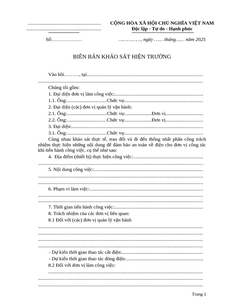 BIÊN BẢN KHẢO SÁT HIỆN TRƯỜNG | PDF