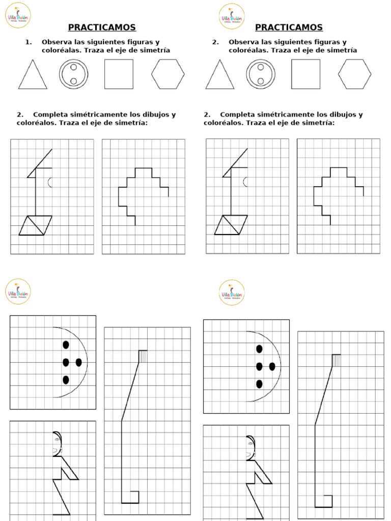 Ficha de Trabajo para Geometria Eje de Simetria | PDF