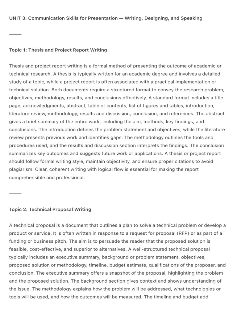 UNIT 3 - Communication Skills For Presentation - Writing, Designing ...