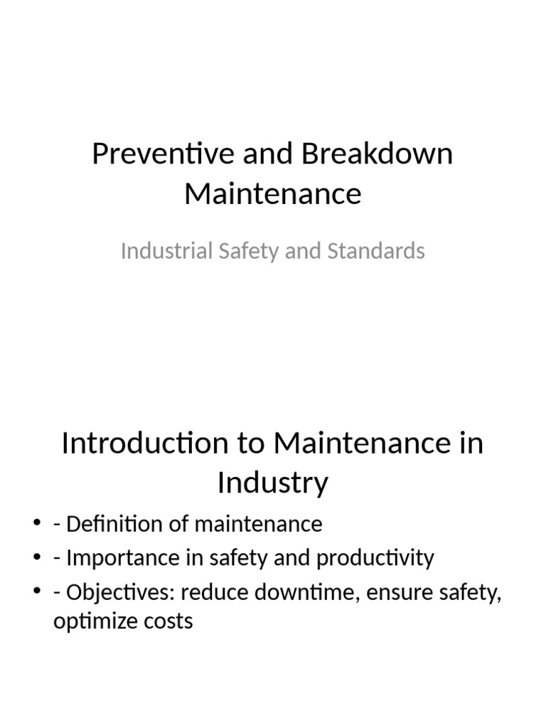 Preventive and Breakdown Maintenance | PDF