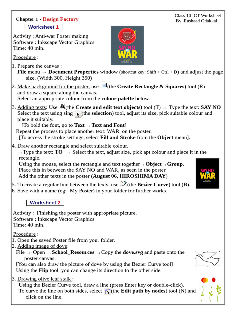 Class 10 ICT Anti-War Poster Guide | PDF | Software | Computing