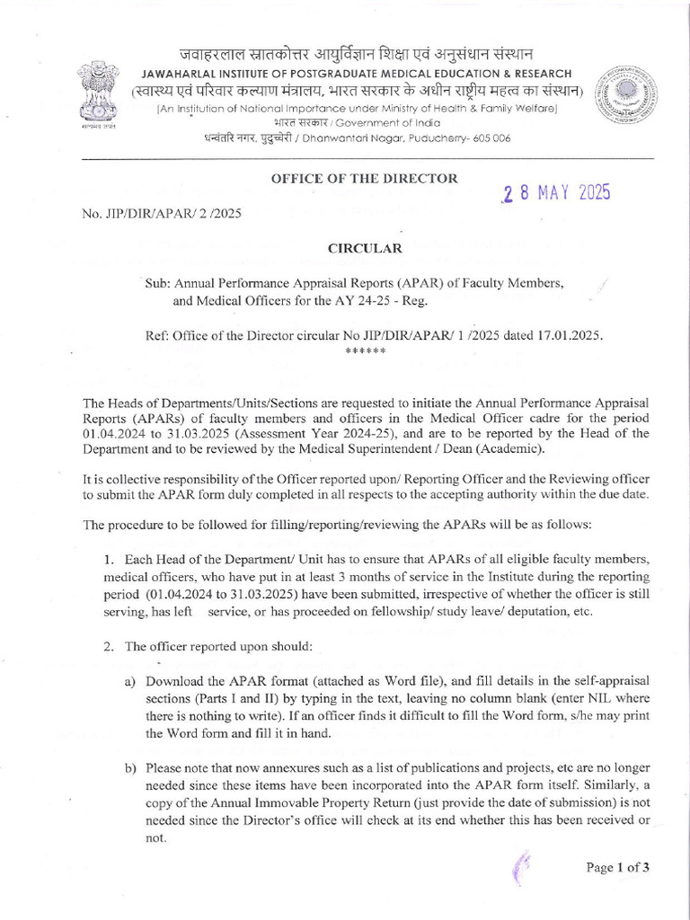 APAR Circular No 2 AY 2024-25 20.05.2025 | PDF