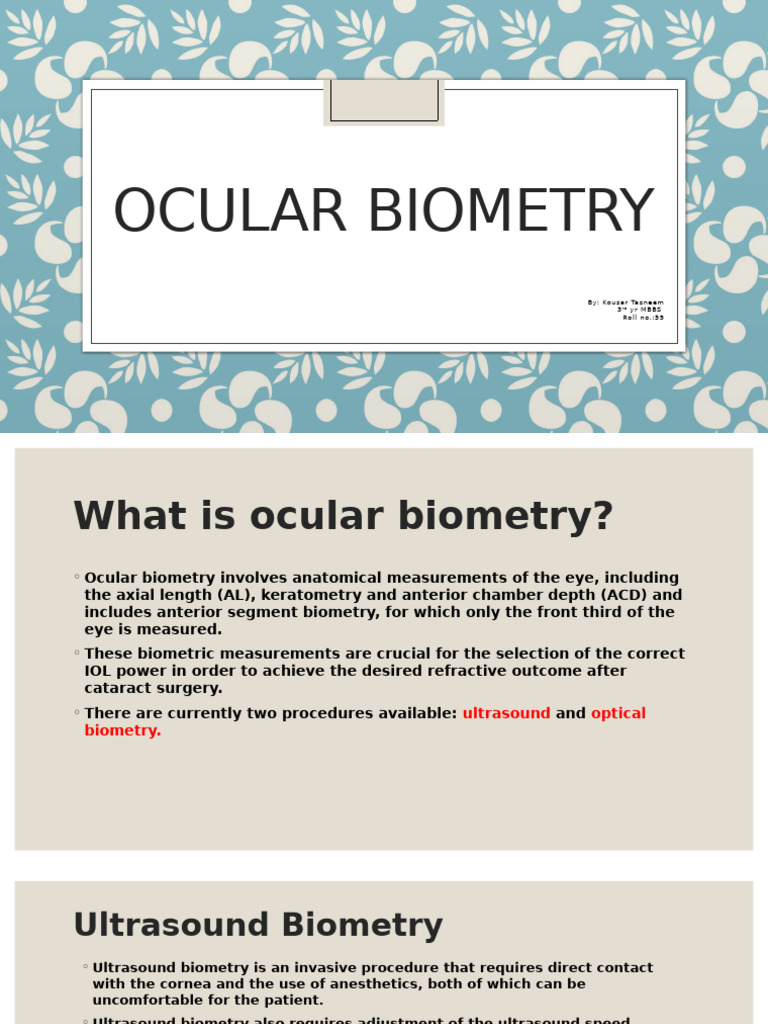 Ocular Biometry | PDF | Facial Features | Face
