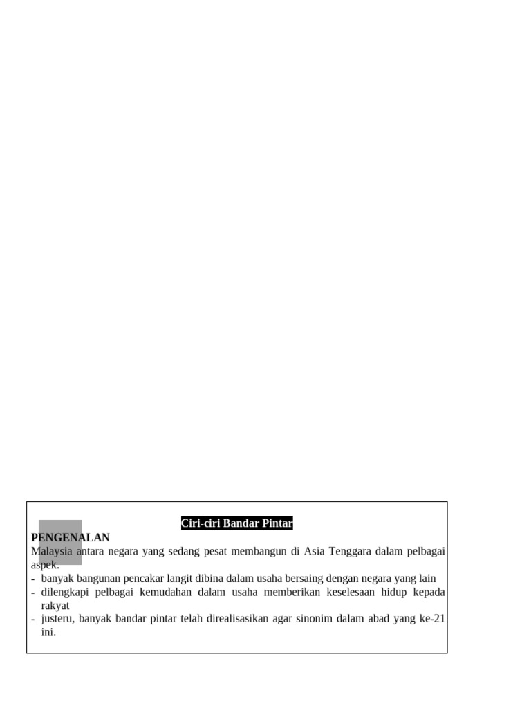 Ciri-Ciri Bandar Pintar di Malaysia | PDF