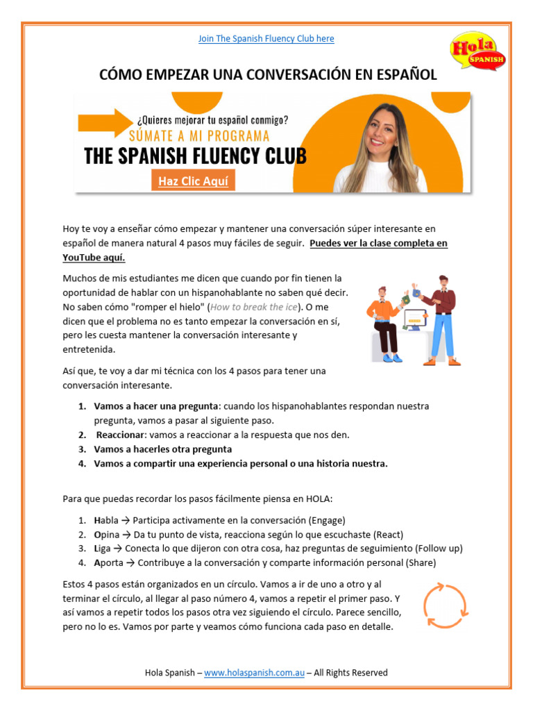 Talk To Anyone! How To Start A Conversation in Spanish | PDF