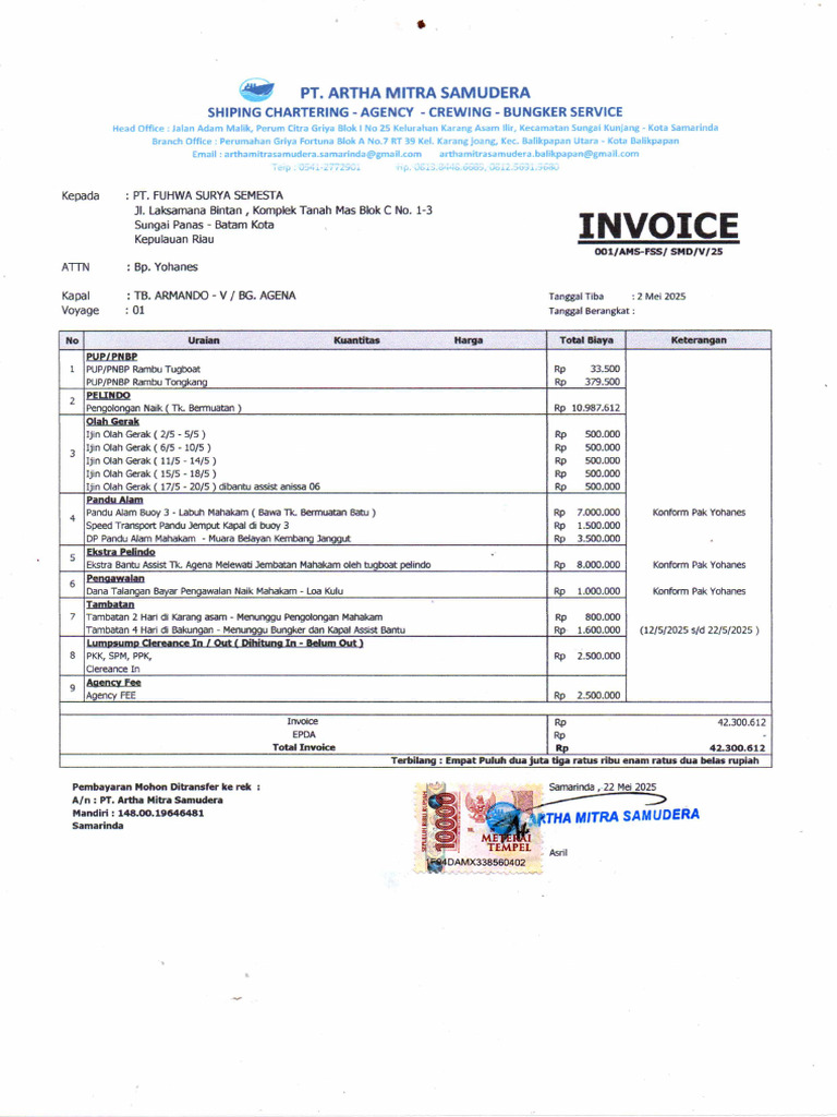 Invoice 001 FSS - 22-5-25. | PDF