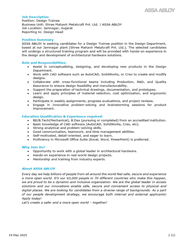 JD - GET - Design Engineering | PDF