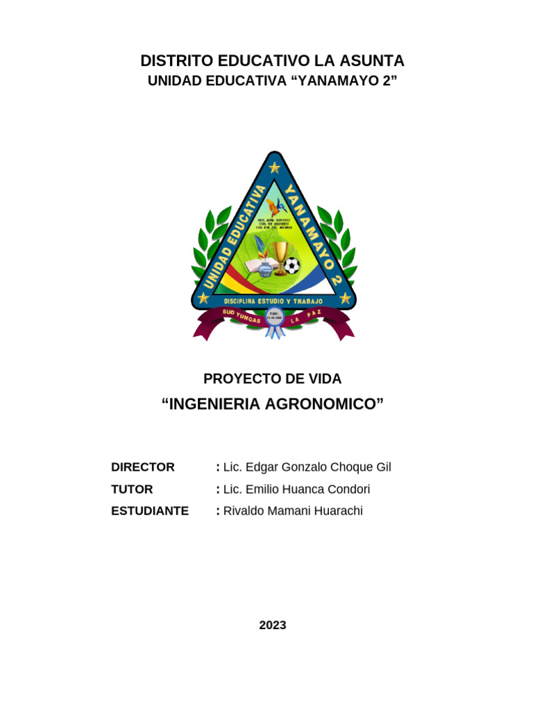 Proyecto de Vida - RIVALDO MAMANI - Final | PDF | Agronomía
