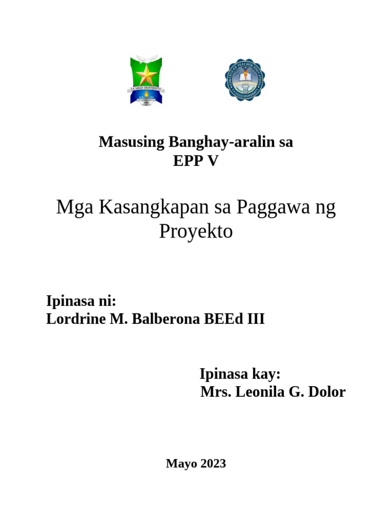 EPP 2 LP - Kasangkapan Sa Paggawa NG Proyekto | PDF