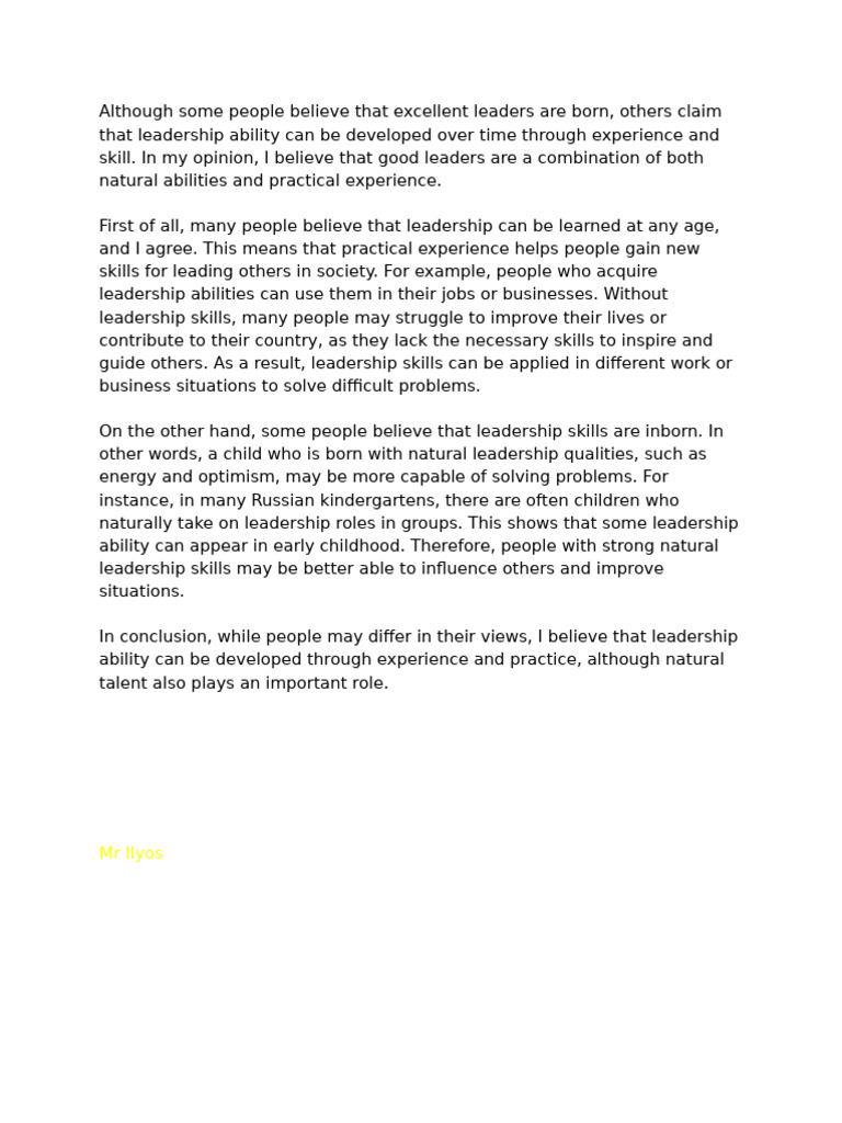 The Nature vs. Nurture of Leadership Skills | PDF