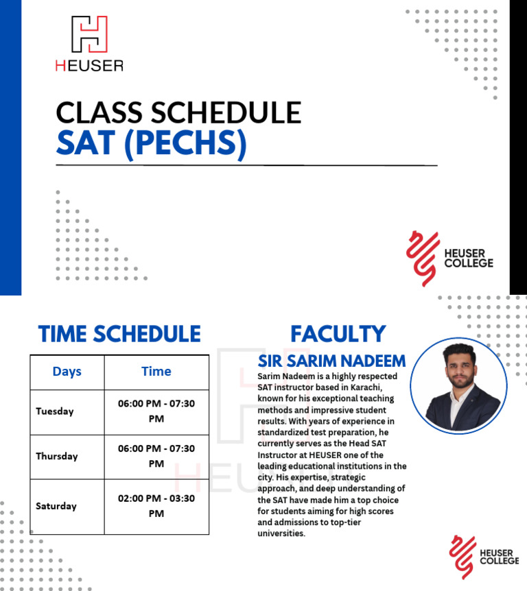 SAT PECHS Time Schedule | PDF