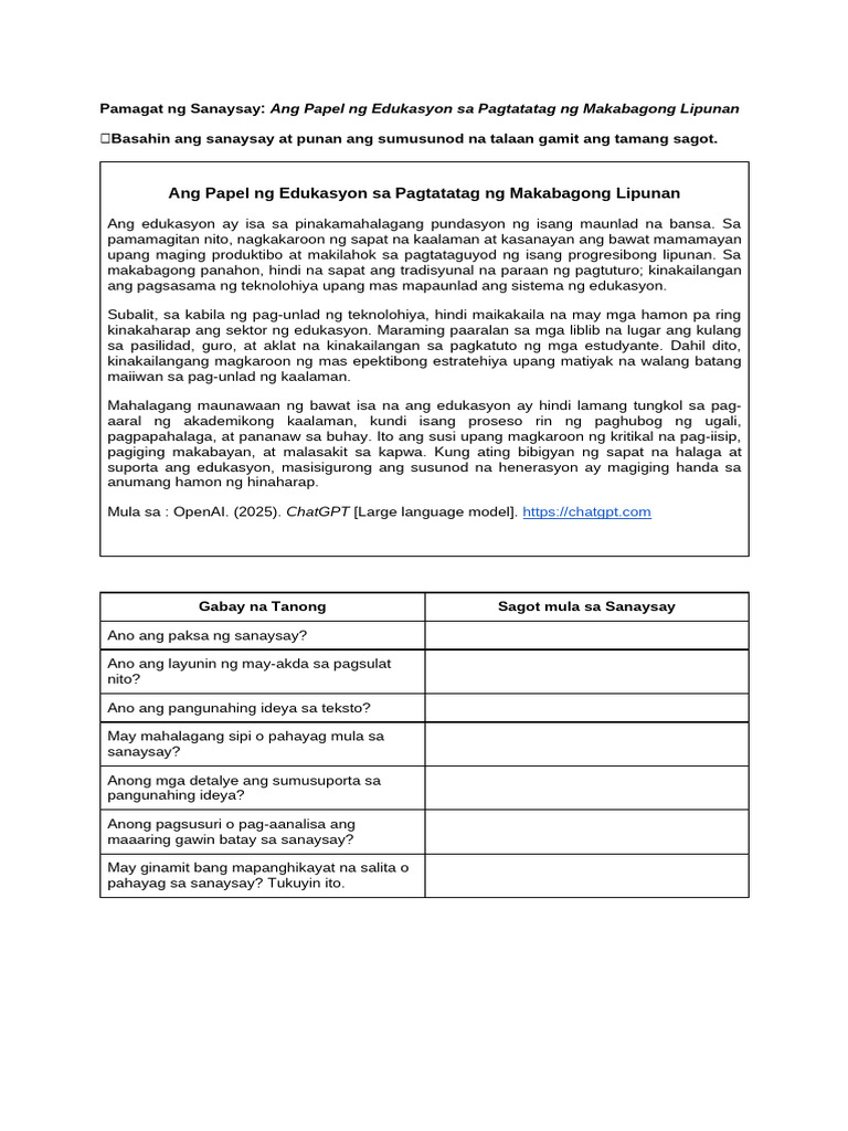 FIL S5 HO9 Worksheet Sample #4 | PDF