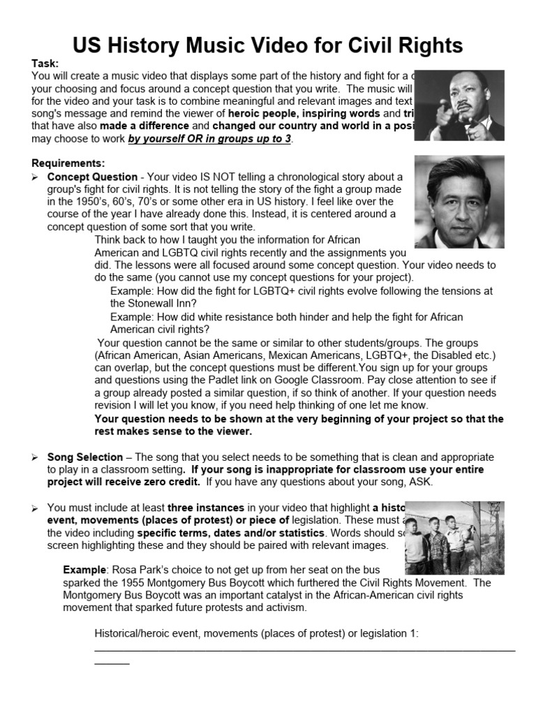 USH Civil Rights Music Video | PDF