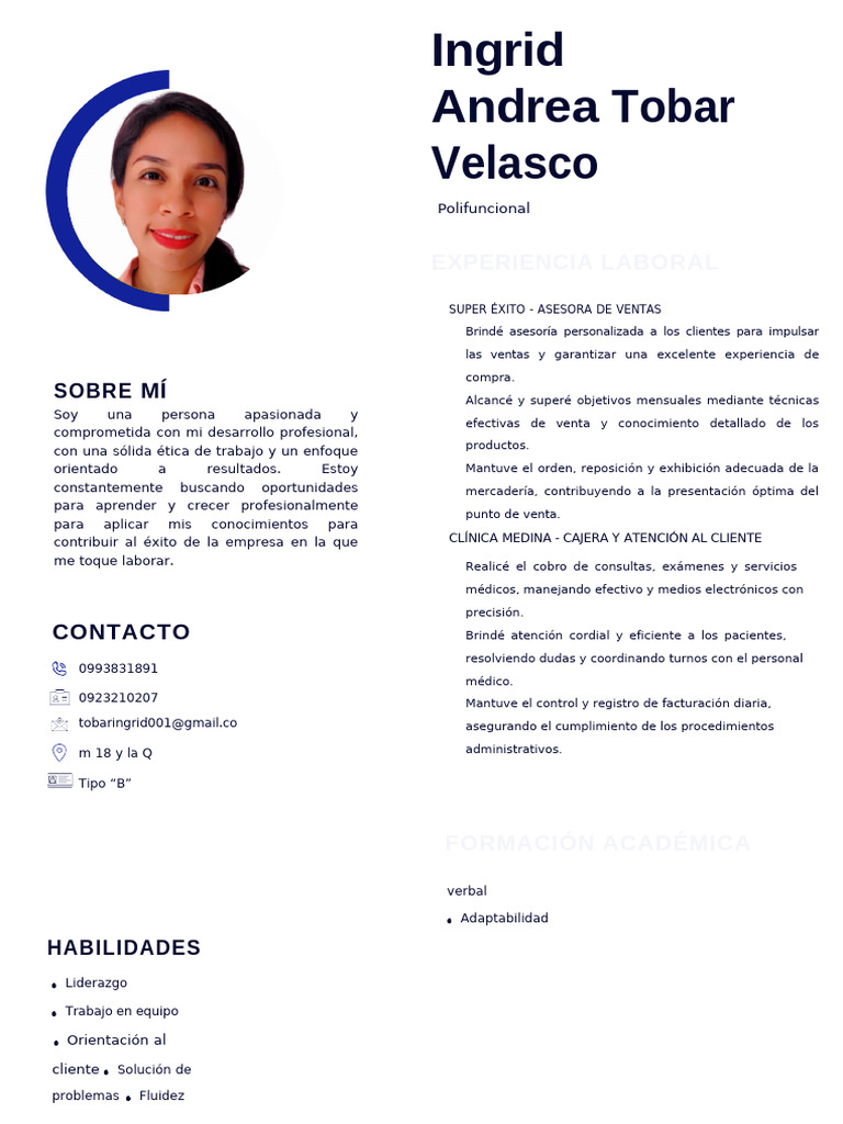 Curriculum - Ingrid Andrea | PDF